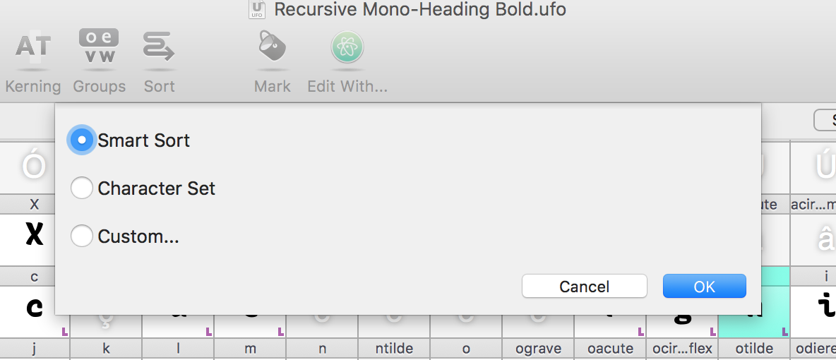 RoboFont Forum Can I apply a "smart sort" for Glyph Order via script?